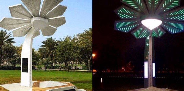 Smart solar palm trees power wi-fi, phones in Dubai